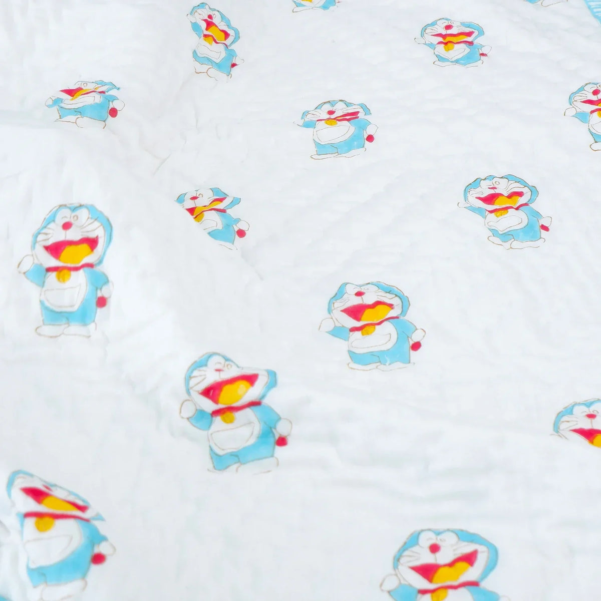 Doraemon Hand Block Printed Kids Cotton Quilt (40X60 inches) – The Jaipuri